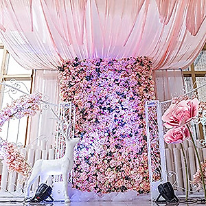 NUPTIO Flower Wall Panel for Flower Wall Backdrop, 6 Pcs 24" X 16" White & Pink Faux Roses Artificial Flower Backdrop for Flower Wall Decor, Party Wedding Decor, Bridal Shower Decor Baby Shower Decor