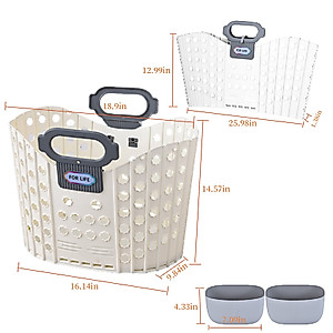 Laundry Baskets,Collapsible Versatile Organize Basket,Wall Hanging Portable Laundry Basket,With 2 Small Storage Boxes,for Family Dormitory,Clothing Toys Storage (White)