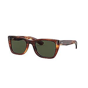 Ray-Ban RB2248 Caribbean Rectangular Sunglasses, Striped Havana/G-15 Green, 52 mm