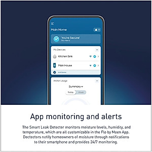 Moen Flo Smart Water Leak Detector, Water Sensor Alarm for Home, 1-Pack, White, 920-004