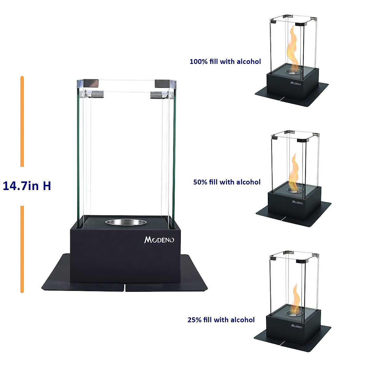 Bio Ethanol Fireplace Smokeless Portable Tabletop Fire Pit for Indoor Outdoor Garden Decor, Portable Tabletop Fireplaces