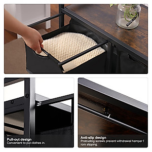 Yifeel Laundry Hamper with shelf, Laundry Baske 3 Section, Laundry room organization, Laundry Sorter with Pull-out 4 clothes bags(All 148L), Bedroom, Bathroom and Dorm, Rustic Brown and Black JLH002SR