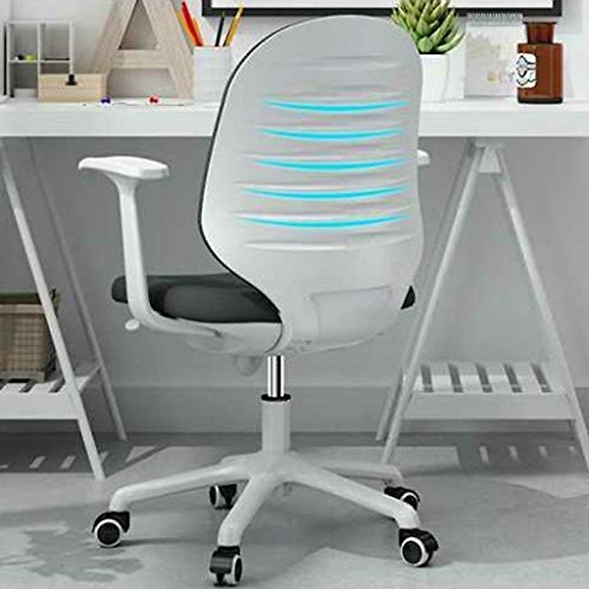 MayNuo Office Chair Gaming Chair Computer Chair Home Computer Chair to Work in an Office Chair Staff Member Chair Netting Lift Swivel Chair Lift Student Dormitory Chair/Argento