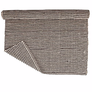 Creative Co-Op 3' x 5' Black & White Cotton Striped Dhurrie Rug