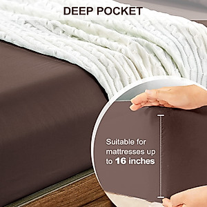 FreshCulture Twin Fitted Sheet 2 Pack - Hotel Quality - Ultra Soft & Breathable - Brushed Microfiber - Deep Pocket - Cooling Fitted Sheets for Twin Size Bed (Brown)