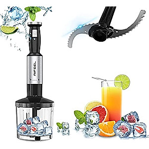 AIFEEL Immersion Hand Blender,Handheld Stick Blender with Ice Chopper,Stainless Steel Whisk and Milk Frother for Smoothie, Baby Food, Sauces,Puree, Soup,Milk coffee