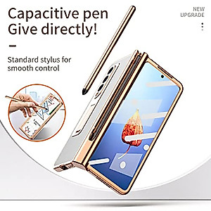 EAXER for Samsung Galaxy Z Fold 4 5G Case, Full Coverage Shockproof Hinge Case Built-in Screen Protector Stand PC Cover with Stylus Pen (White)