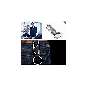 2PCS Stainless Steel Key Chain with Leather Heavy Duty Home Office Car Keychain with Key Ring Key Holder for Men and Women-Brown & Black