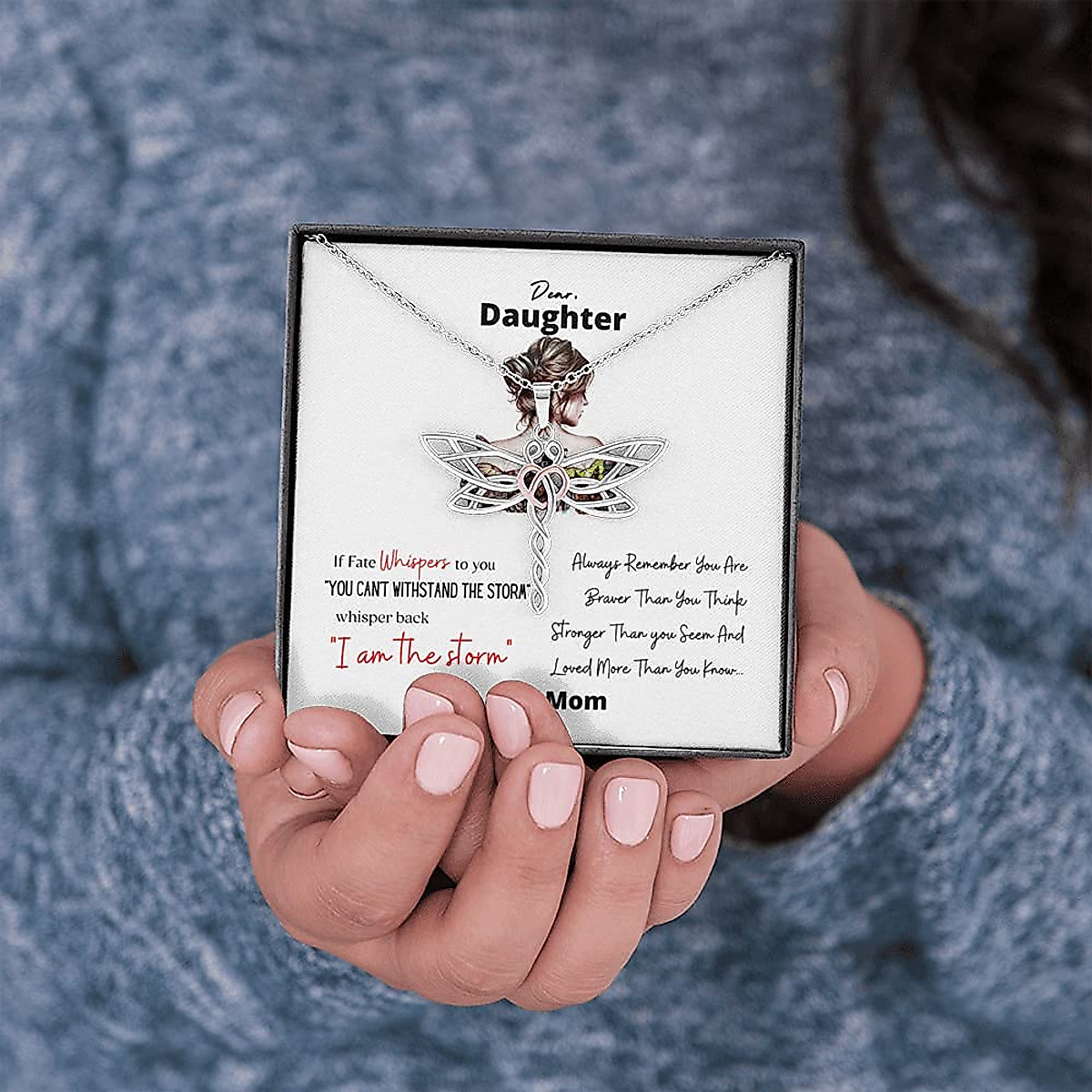 WISHICIOUS - Mother Daughter gift from mom - Gifts for Daughters from Mothers - To My Daughter Necklace - Mom and Daughter necklace Birthday Gift for Daughter (Standard Box, Whisper Dragonfly)