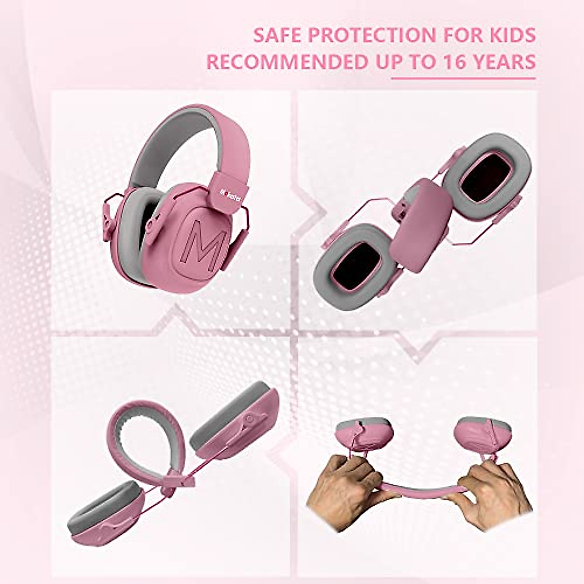 Mokata Baby Kids Earmuffs Hearing Protection Noise Cancelling Headphones Adjustable Fit for 3 Months to 2-18 Years Ages Pink