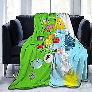 Bfdi-Battle for Dream-Island Plush Blanket Ultra-Soft Flannel Throw 3D Printing Fuzzy Blankets for Adults Kids (50"x40", Black)