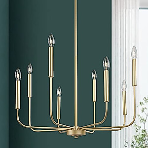 KSANA Gold Chandelier, Modern Light Fixture for Bedroom, Foyer, Dining & Living Room, Kitchen, and Entryway, (Upgraded Version, 2 Types of Height 8 Arms)