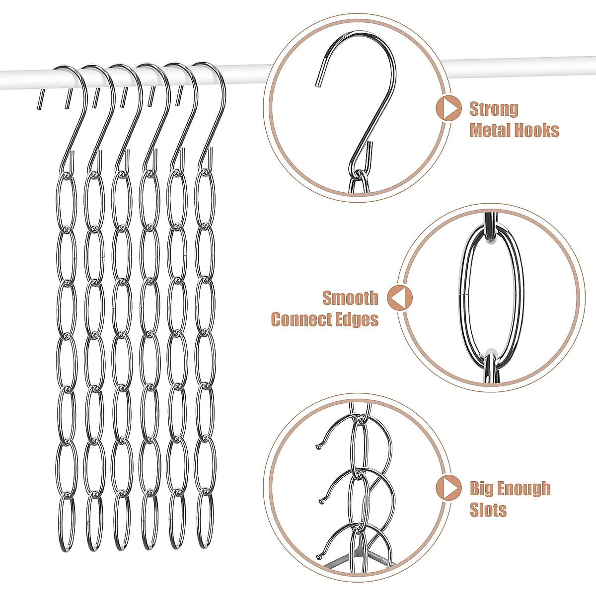 DTICON Hangers Space Saving, Metal Chain Clothes Hanger Organizer with 7 Slots, Magic Foldable Multiple Hangers in One,Collapsible Vertical Space Saver Hangers for Closet Organizer (Pack of 10) Silver