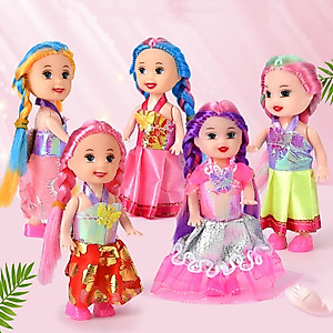 JING SHOW BUSSINESS 10 Sets Doll Clothes for 3 inch Mini Doll ，Include 10 Pieces Girl Mini Dolls, 10 Sets Handmade Doll Clothes and 10 Pairs of Doll Shoes