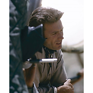 Clint Eastwood on set next to camera 1960's TV western Rawhide 5x7 inch photo