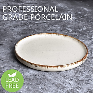 Bosmarlin Ceramic Dinner Plates Set of 4, Stoneware Plates for Salad, Pasta, Dessert, Microwave and Dishwasher Safe (Beige, 8.2 in)