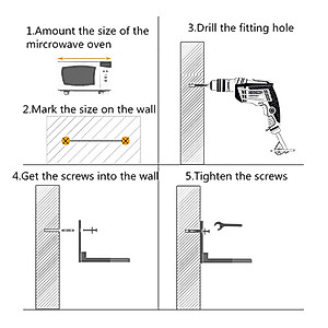 Hovico Universal Stainless Steel Microwave Mount Bracket, Support Frame Steel Foldable Stretch Shelf Rack Microwave Oven Wall Mount Bracket Stainless Silver