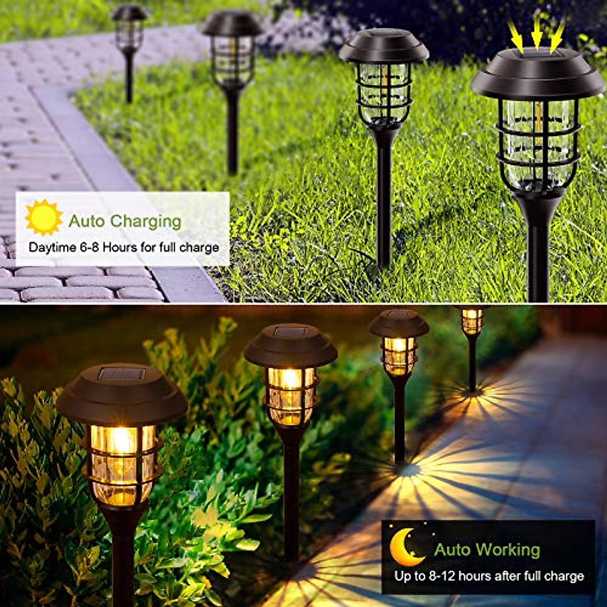 LETMY Solar Pathway Lights Outdoor, 2 Pack Bright Solar Lights Outdoor, IP65 Waterproof Auto On/Off Garden Lights Solar Powered Landscape Lighting for Yard Patio Walkway Driveway Pathway
