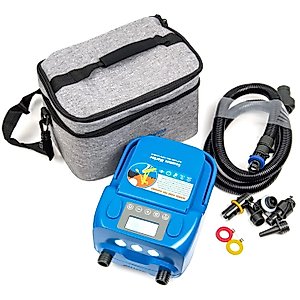 Seamax Sup 16DB PRO Double Stage 16PSI Electric Air Pump with Built-in Battery for Inflatable SUP and Boat, Intelligent Firmware with Built-in Temperature Sensor and Timer