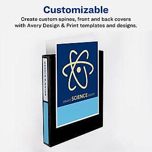 Avery Heavy-Duty View 3 Ring Binder, 1" One Touch EZD Rings, 1 Navy Blue Binder (79809)