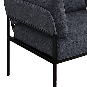 JULYFOX 59 in Wide Sofa Gray, Overstuffed Linen Fabric Couch Metal Frame 400 lbs Heavy Duty Tufted Loveseat Sofa for Small Spaces 2 Toss Pillows Included