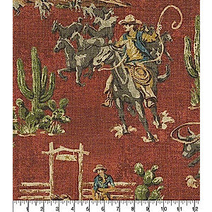 Waverly - Premium Printed Cotton Fabric by The Yard, Western Design, DIY, Craft, Project, Sewing, Designer Upholstery and Home Decor, 54" Wide (Wild West Collection, Barn)