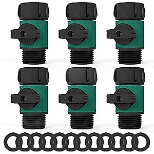 Asgens Garden Hose Shut Off Valve, Garden Hose Turn Off Valve Garden Hose Connector Set with Rubber Washers 12 Pc+ Valve 6 Pc, Standard 3/4" Thread