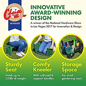 Miracle-Gro 4-in-1 Garden Stool – Multi-Use Garden Scooter with Seat – Rolling Cart with Storage Bin– Padded Kneeler and Tool storage - Accessible Gardening for All Ages + FREE Scotts Gardening Gloves