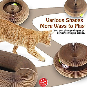 Dosanlues ﻿Cat Ball Toy, Foldable Cat Ball Track with 2 Cat Bell Balls, Magic Organ Cat Scratching Board Cat Toy for Indoor Cats Exercise, Cat Scratcher