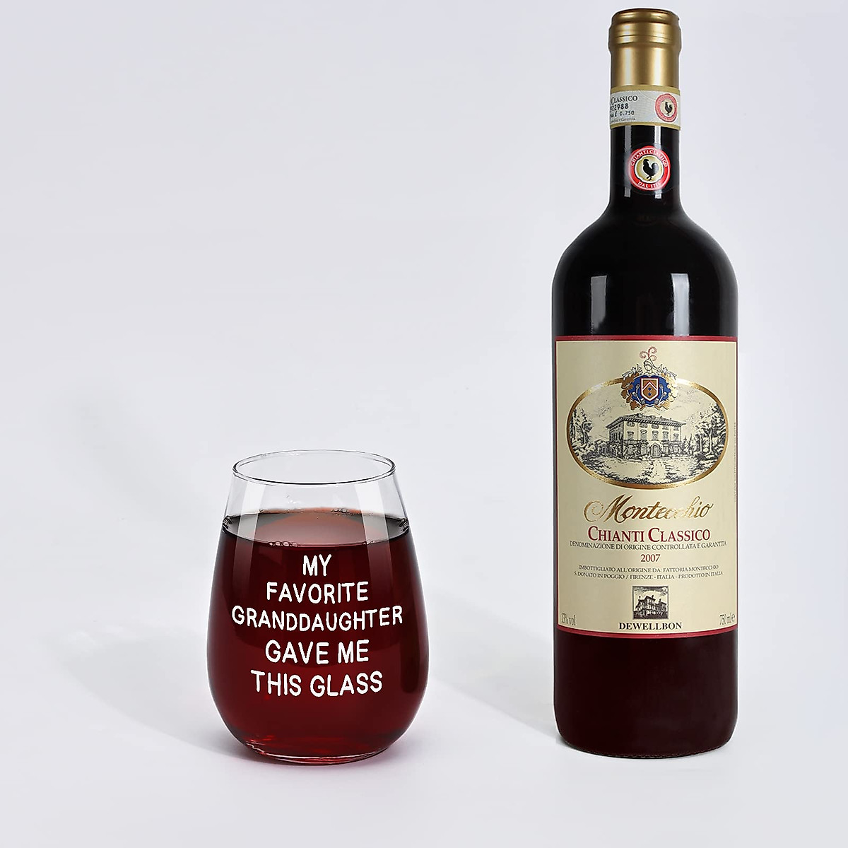 DAZLUTE Funny Grandparents Gift, Mother’s Day Father’s Day Birthday Christmas Gifts for Grandma Grandpa Grandparents from Granddaughter, 15 Oz My Favorite Granddaughter Gave Me Wine Glass
