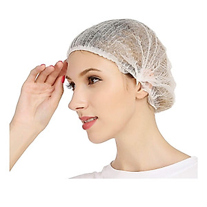 Cleaing Pack of 100 24 Inch White Disposable Hair Cap, Hair Net for Nurses, Cooking, Food Service, Salon