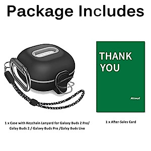 Miimall Compatible for Samsung Galaxy Buds 2 Pro Case/Galaxy Buds Pro Case/Galaxy Buds 2 Case/Galaxy Buds Live Case, Shockproof Full Protective with Lanyard Keychain for Galaxy Buds 2 Pro(Black)