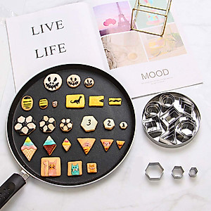 24 Geometric Stainless Steel Metal Cutting Dies (Pastries, Dough, Pie Crust, Fruit, Fondant, Clay),10 Eye Style Fruit Forks