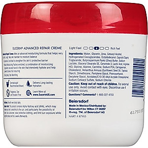 Eucerin Advanced Repair Cream - Fragrance Free, Full Body Lotion for Very Dry Skin - 16 oz. Jar