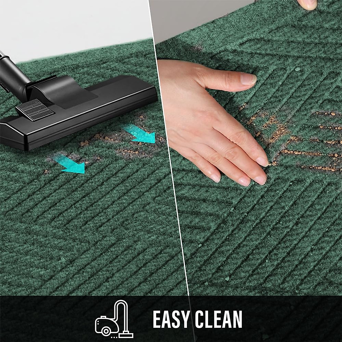 HIYARD Sturdy Front Door Mat, Absorbent Muddy Dirt Resist Welcome Door Mats Outdoor Indoor, Stain and Fade Resistant, Non-Slip Rubber Backing Low Profile Doormat for Entryway, 30×17, Green