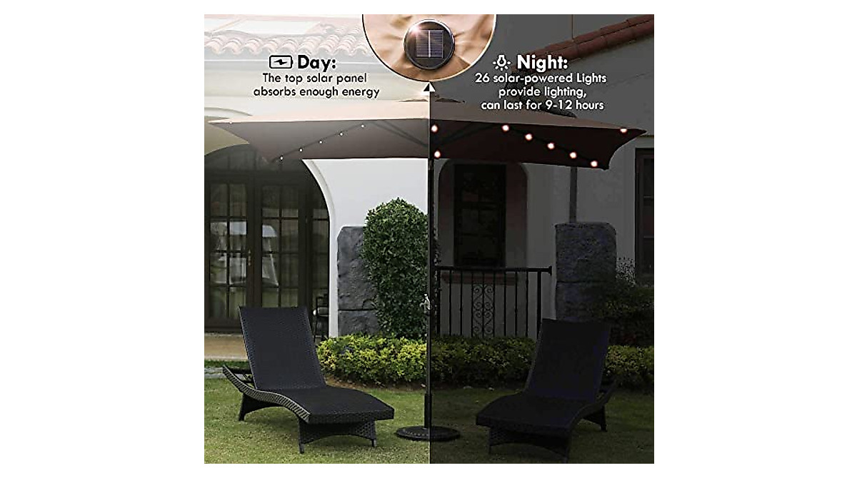 Aok Garden 6.5FT Solar Patio Umbrella - Stylish & Durable