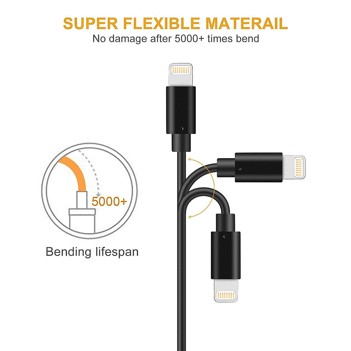 Marchpower Charger Cable iPhone 3Pack 6FT Lightning Cord USB Cable Fast Charging Cord MFi Certified iPad (2020) iPhone 13 12 11 Pro Max XR Xs X 8 Plus 7 Plus 6S 5S SE iPad Pro Air iPod Touch Black