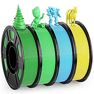 WEEFUN 3D Printer Filament Bundle 250g X 4 Spools, PLA Filament 1.75mm 3D Printing Material, Four Bright Color PLA Filaments Kit for 3D Printer Green/Light-Green/Yellow/Sky Blue, Fit Most 3D Printers