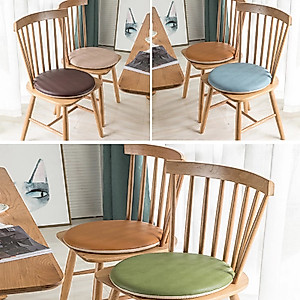 ZIBENE Faux Leather Kitchen Chair Pads, Round Chair Cushions 16 Inch, Seat Cushions for Dining Room Chairs Thick Memory Foam, Waterproof Seat Pads for Chairs Dining Outdoor Indoor Black