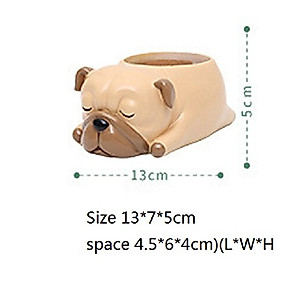 Youfui Home Decor Pot, Animal Succulent Planter Flowerpot for Home Office Desk Decoration (Sleep Pug)