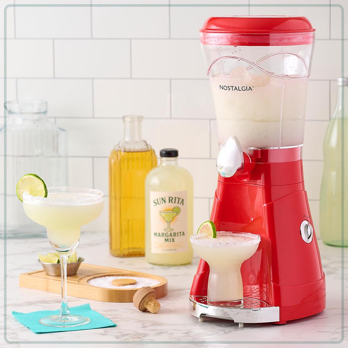 Nostalgia 64-Ounce Margarita Maker & Slushie Machine Easy-Flow Spout, Perfect for Slushies, Daiquiris, and Margaritas, Red