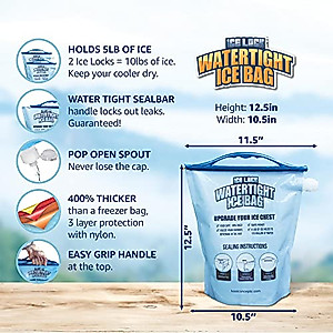 Large Leakproof Ice Bag. Reusable Ice Pack for Cooler - 2 Long Lasting Instant Cooler Ice Packs - Drop in Cubed Ice To Make Cold, Dry Freezer Packs for Coolers - Drink your ice when it melts.