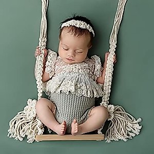 M&G House Newborn Photography Props Swing Prop Wooden Swing Seats Baby Photo Props Wooden Prop Swing Baby Photoshoot Props Newborn Photography Accessory(Wood Color, 4 Wings 6 Red Hearts)