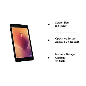 Samsung Galaxy Tab A 8.0in 16GB, Wi-Fi Tablet - Black (Renewed)