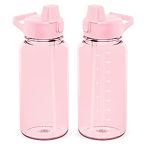 Simple Modern 32oz Water Bottle with Silicone Straw Lid & Motivational Measurement Markers | Reusable BPA-Free Tritan Plastic Lightweight Sports Bottles for Gym | Summit Collection | Blush