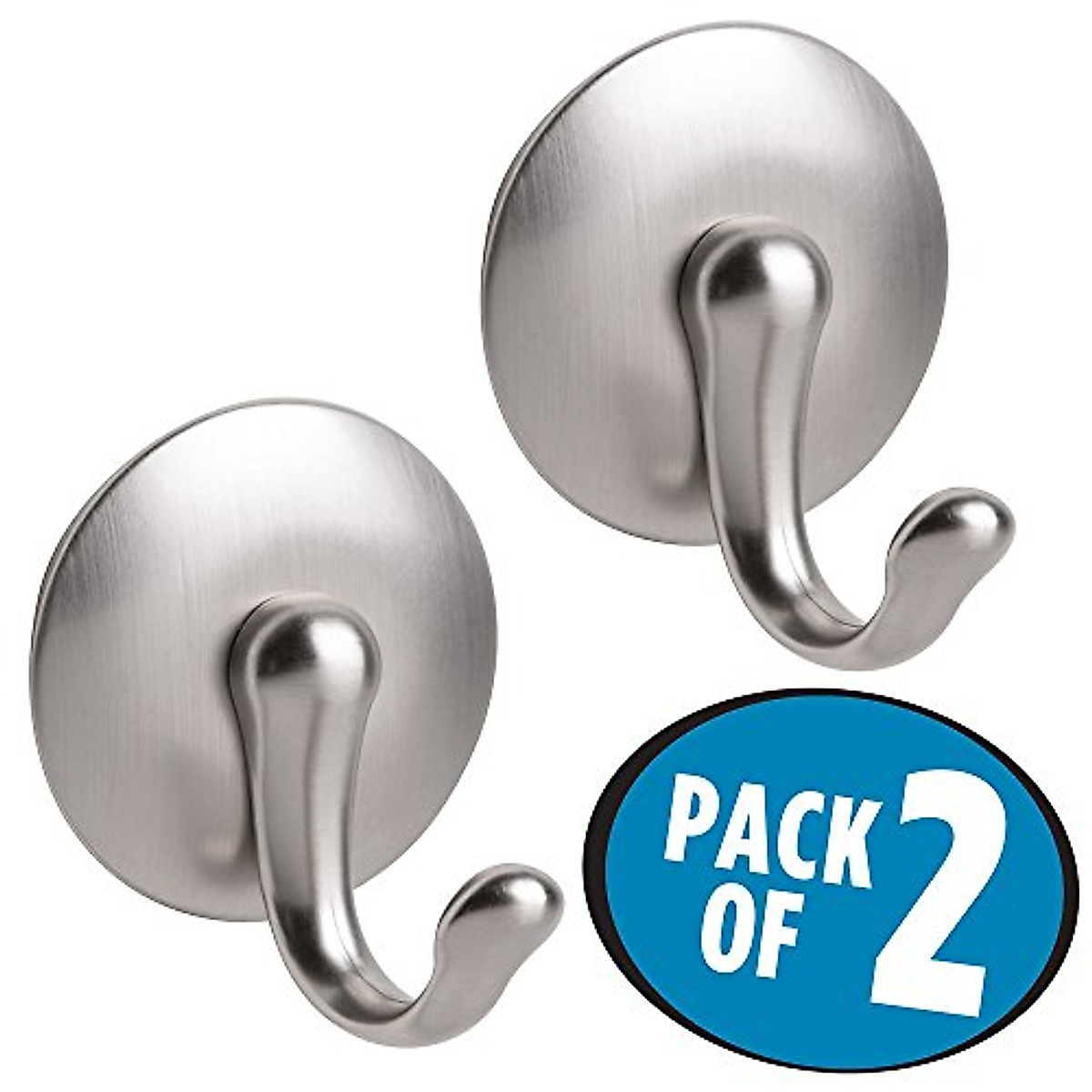 iDesign Peel-and-Stick Strong Self-Adhesive AFFIXX York Hook-Medium (Set of 2), 2 Count