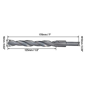 uxcell Reduced Shank Twist Drill Bits 16mm High Speed Steel 4241 with 10mm Shank for Aluminum Alloy Steel Metal Plastic Wood