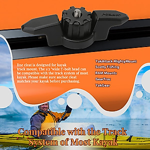 Kayak Anchor Cleat for Kayak Track Mount, Standard Kayak Cleat Track Mount, Rope Cleat for Kayak Rail Mount Accessories, Kayak Line Cleat 1 Pcs,Black