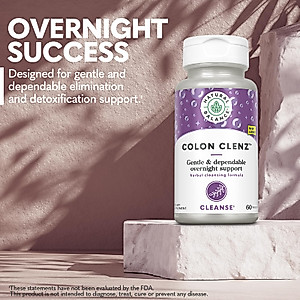 Natural Balance Colon Clenz | Herbal Colon Cleanse, Detox Cleanse, and Digestive Health Supplement - Gentle and Dependable Overnight Formula - 60-Day Guarantee (60 Servings, 60 VegCaps)