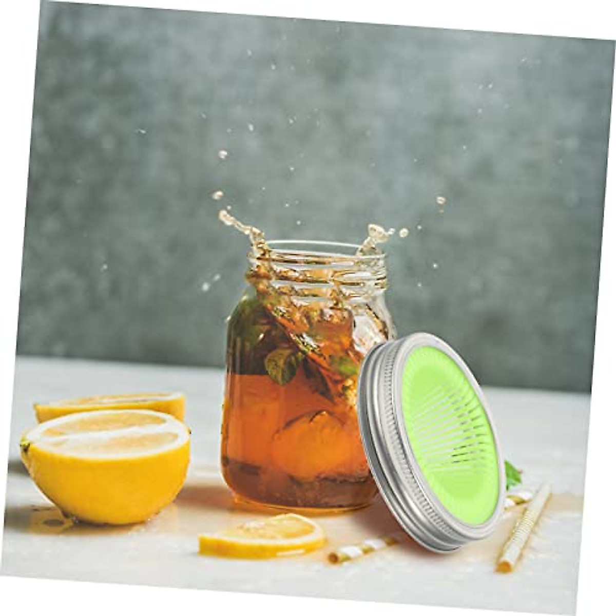 DOITOOL 2pcs Mason Jar Lids Canning Kit Jar Sprouter Lids Sprouting Jar Strainer Lids Sprouting Strainer Screen Sprout Maker for Home Sprouting Lid Sprouting Jar Lids Green Glass Bottle